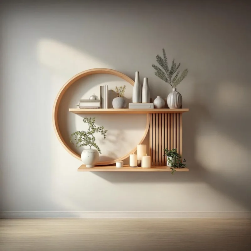Handmade Full Round Wood Wall Shelf - Modern Rustic Floating Shelf With ...